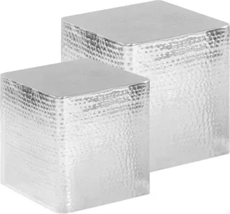vidaXL Tables basses 2 pcs Argent&eacute; Aluminium vidaXL215992