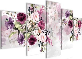 Runa Art Wandbilder Blumen 5 Teilig Bild auf Vlies Leinwand Deko Wohnzimmer Blumenmotiv Rosa Lila 026652c