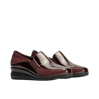 Pitillos Pitillos 10730 Mocasin Combi en cuir avec talon compens&eacute; pour femme, Bordeaux, 37 EU