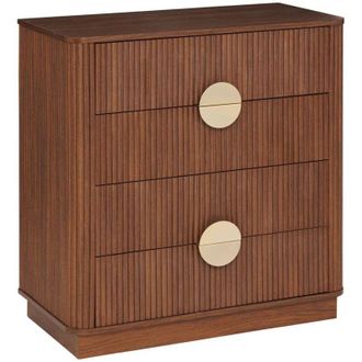 PEGANE Commode de 4 tiroirs coloris noyer - Longueur 62,5 x Profondeur 29 x Hauteur 11,2 cm