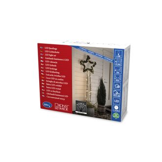 Konstsmide Micro LED Lichterkette, gefrostet, 200 warm weiße Dioden, 30V Außentrafo, schwarzes Kabel - 3813-100