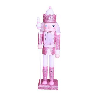 Colcolo 30cm Zarte H&ouml;lzerne Nussknacker Ornamente Figuren Weihnachtsdekorationen, Rosa