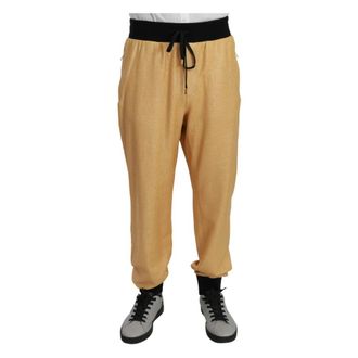 Dolce & Gabbana Goldenes Jahr des Schweins Baumwoll-Sweatpants - - Trousers - Herren - Gelb - XL