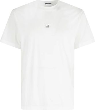 C.P. Company C.p. Company, Homme, Tops, Blanc, Taille: S Crewneck Logo T-Shirt