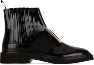 Roger Vivier Femme, Chaussures, Noir, Taille: 36 1/2 EU Viv Rangers Met Buc Chels Bootie 25