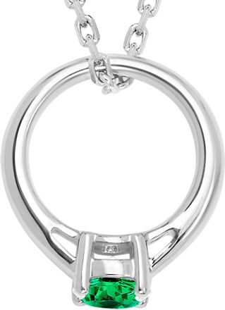 Edenly Anhänger Cutie Ring - 18 Karat Weißgold und synthetischer Smaragd