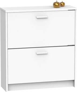 PEGANE Pegane - Commode Meuble &agrave; chaussures 2 portes coloris blanc - Hauteur 82 x Longueur 74 x Profondeur 25 cm