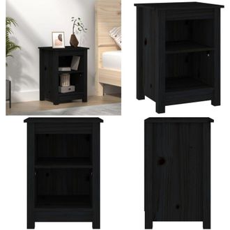 vidaXL Table de chevet Noir 40x35x55 cm Bois de pin solide - Table De Chevet - Meuble De Chambre - Table Nuit - Bois Massif - Pin - Home & Living