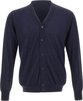 KANGRA Cardigan en laine vierge - Homme - Pulls - Bleu - Taille: M