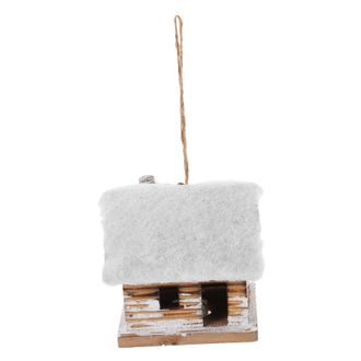DOITOOL LED Beleuchtetes Mini-Holzhaus mit Kunstschnee Rustikale Winterdekoration f&uuml;r Weihnachtsbaum Anh&auml;nger und Festliches Tisch Raumdekor Batteriebetrieben