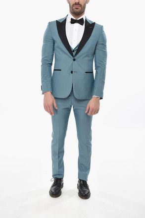 Corneliani CODE Zeremonieller Anzug aus Seidenmischung mit Kontrastrevers Corneliani
