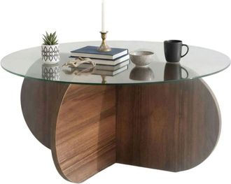 Dmora Wohnzimmertisch Doliveir, Niedriger Wohnzimmertisch, Kaffeeregal, Couchtisch f&uuml;r Sofa, 75x75h35 cm, Nussbaum - Dmora