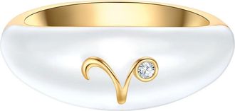 Glanzst&uuml;cke M&uuml;nchen Ring - Sterling Silber Ring Zirkonia Sternzeichen Widder - Gr. 48 - in Gold - f&uuml;r Damen