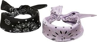 Urban Classics Lot de 2 Bandanas en Satin, Noir/Violet, Taille Unique Mixte