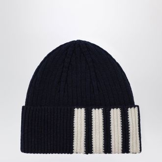 Thom Browne Navyblaue gerippte Kaschmir-Beanie