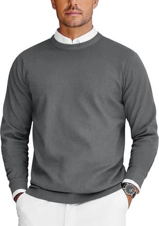 Coofandy Pull Homme Hiver à Manches Longues Pulls Tricoté col Rond Pull de Noël Pulls de Travail Sweatshirt Décontractés Sweater Gris Foncé XL