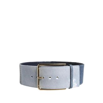 Dolce & Gabbana Femme, Accessoires, Bleu, Taille: ONE Size Two Tone Denim Gold Metal Buckle Belt