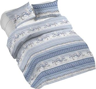 Pensieri delicati Bettw&auml;sche-Set f&uuml;r Doppelbetten, 100% Baumwolle, komplett mit Bettbezug 250 x 200 cm und 2 Kissenbez&uuml;gen 52 x 82 cm, hergestellt in Italien, maschinen