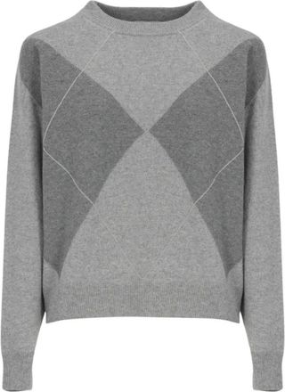 PESERICO Pull &agrave; motif losanges avec d&eacute;tail monile - Femme - Pulls - Gris - Taille: 42 FR