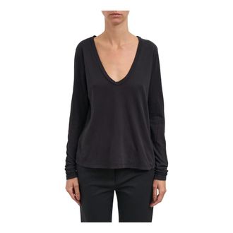 James Perse Mwuc3225 Long Sleeve Top - - Tops - Damen - Schwarzk - S