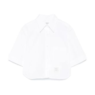 Thom Browne Femme, Blouses et Chemises, Blanc, Taille: 34 FR Chemise Blanche Crop en Popeline