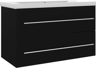 vidaXL Armoire dévier avec lavabo intégré Noir Aggloméré vidaXL