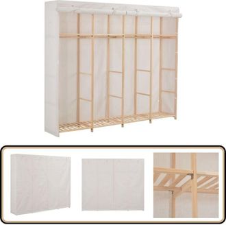 vidaXL Kleiderschrank Weiß 200 x 40 x 170 cm Stoff - Kleiderschrank - Weißer Kleiderschrank - Garderobe - Textilschrank - Tannenschrank