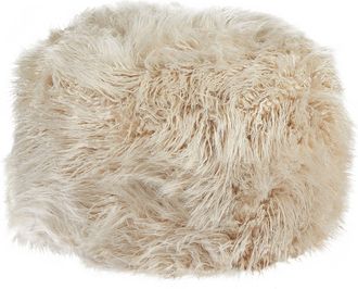 Beliani Pouf Kunstfell beige 50 x 50 x 30 cm quadratisch flauschig mit Füllung Tukki