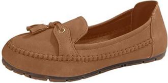 Generic Mocassins plats en cuir pour femme - Chaussures de loisirs l&eacute;g&egrave;res - Semelle souple - Chaussures de marche &eacute;l&eacute;gantes et confortables - Chaussures de c
