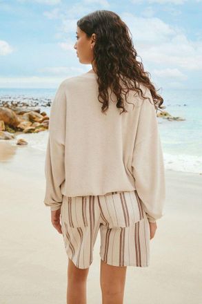 Next Sweater Lang&auml;rmeliges Rundhalssweatshirt aus Frottee (1-tlg)