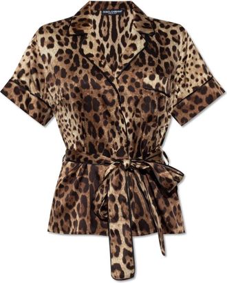 Dolce & Gabbana Animalier Seidenhemd - - Blouses & Shirts - Damen - Beige - XS