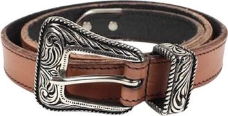 Saint Laurent Brown Leather Western Belt 80 Size S