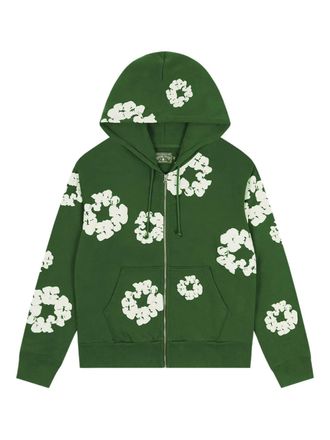 Denim Tears hoodie imprim&eacute; &agrave; fermeture zipp&eacute;e - Vert