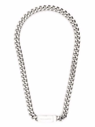 Dsquared2 collier en cha&icirc;ne &agrave; plaque logo - Argent