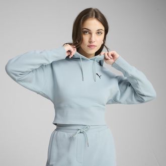 Puma Hoodie d&eacute;contract&eacute; avec motif PREMIUM ESS Femme, V&ecirc;tements, Vert, S