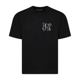 Palm Angels Homme, Tops, Noir, Taille: S Monogram Regular Tee