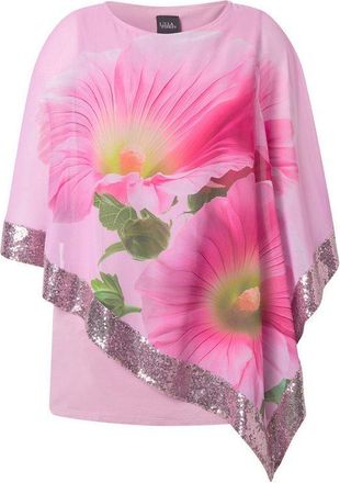 Ulla Popken Druckbluse Chiffonbluse Bl&uuml;ten U-Boot-Ausschnitt 3/4-Arm