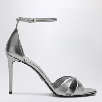 Prada Silberfarbene Absatzsandalen