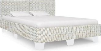 vidaXL Bettgestell Grau Natur Rattan 140 x 200 cm Vidaxl