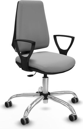 Piqueras y Crespo Elche Schreibtischstuhl mit festen Armlehnen, ausgestattet mit permanentem Basiskontakt und Schneidschaum, Rollen 65 mm, Parkett, Hellgrau