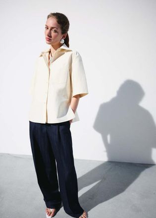 Mango Pantalon de costume fines rayures bleu marine - Femme - 32 - MANGO