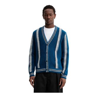 Marc O'Polo Cardigan col en V &agrave; rayures - Homme - Pulls - Bleu - Taille: S