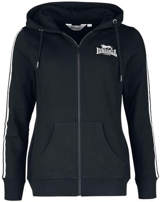 Lonsdale Damen Zip Hoodie Windygates, Farbe:Black/White, Gr&ouml;&szlig;e:XS