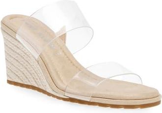 Anne Klein Sandales compensées espadrilles à bout ouvert pour femme, Transparent et naturel, 36 EU