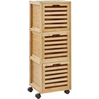 Beliani Beliani - Armoire de Salle de Bain en Bambou avec 3 Tiroirs à Roulettes Rangement Bois Clair Shawnee