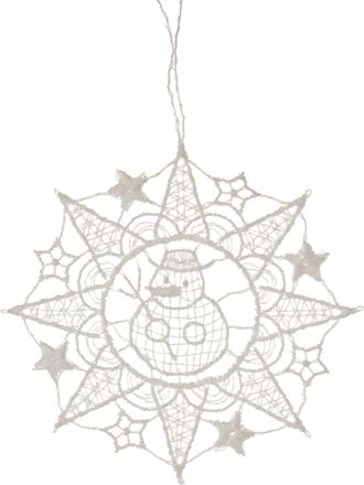 Rudolphs Schatzkiste Baumbehang Stern mit Schneemann Plauener Spitze BxHxT 7x7x0,1cm NEU Christbaumschmuck Weihnachtsbaum Anhänger