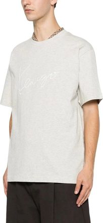 Kenzo Homme, Tops, Gris, Taille: XL T-shirt &agrave; col rond et logo brod&eacute;