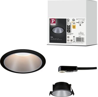 Paulmann 93397 Einbauleuchte Cole starr rund dimmbar Einbaustrahler Schwarz matt, Silber Spot Aluminium, Kunststoff Einbaulampe GU10