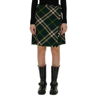 Burberry Long Kilt Skirt - - Skirts - Damen - Gr&uuml;n - 2XS