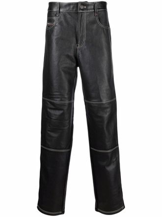 Diesel pantalon de moto &agrave; coupe droite - Noir